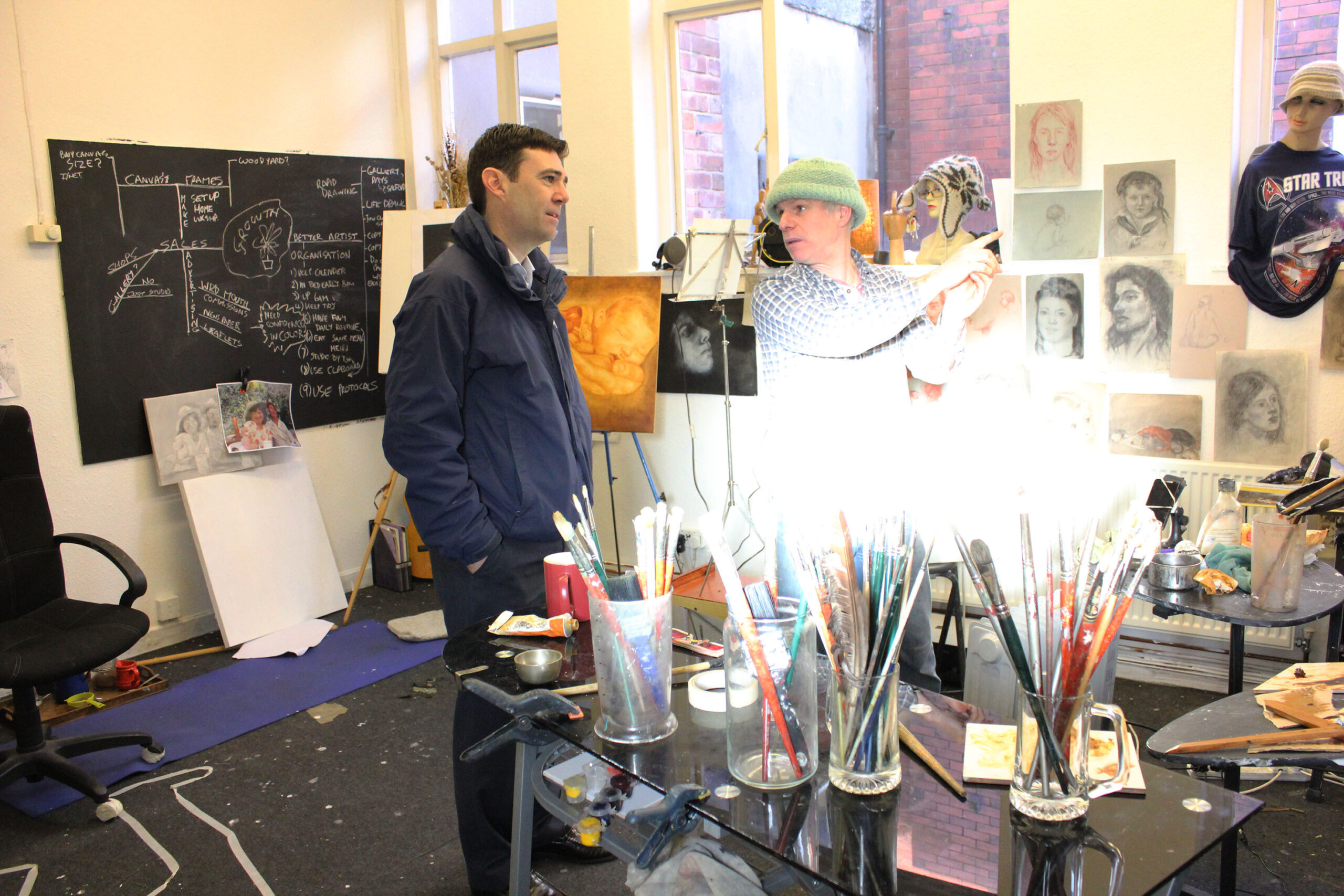 Rt Hon Andy Burnham MP visits New Art Spaces Leigh - Castlefield Gallery